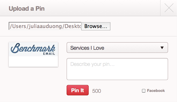 How do I add a Pin to my Pinterest board? - Benchmark Email